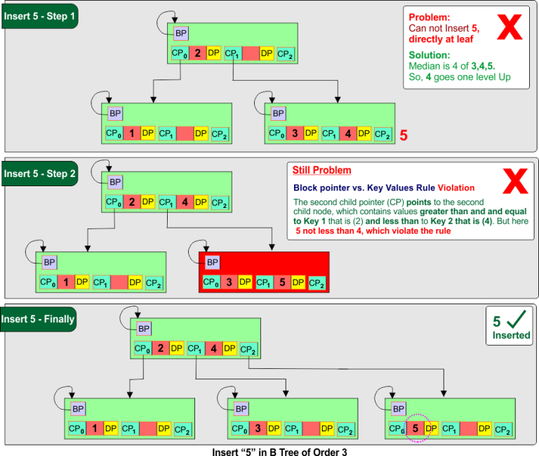 Insertion in B Tree Examples (Order 3,4) » CS Taleem